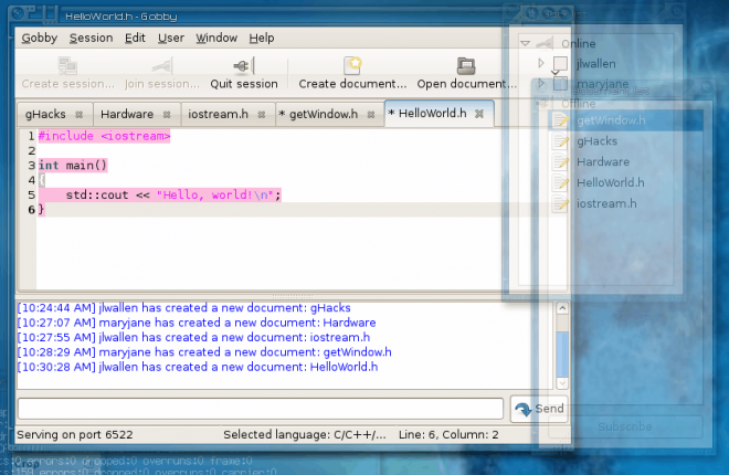 Collaborate in Real Time with Gobby - gHacks Tech News