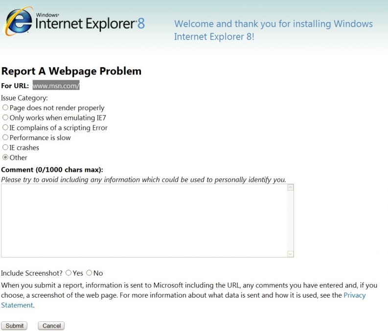 Internet Explorer Add-on: Report a Webpage Problem - gHacks Tech News