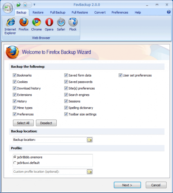 Web Browser Backup Software FavBackup Updated - gHacks Tech News