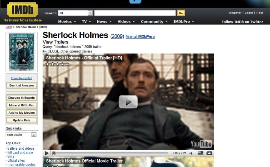 Watch Youtube Movie Trailers on IMDb - gHacks Tech News