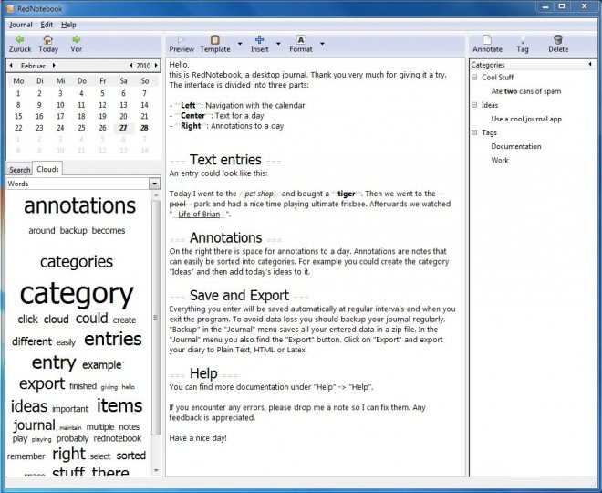 Graphical Diary And Journal RedNotebook - gHacks Tech News