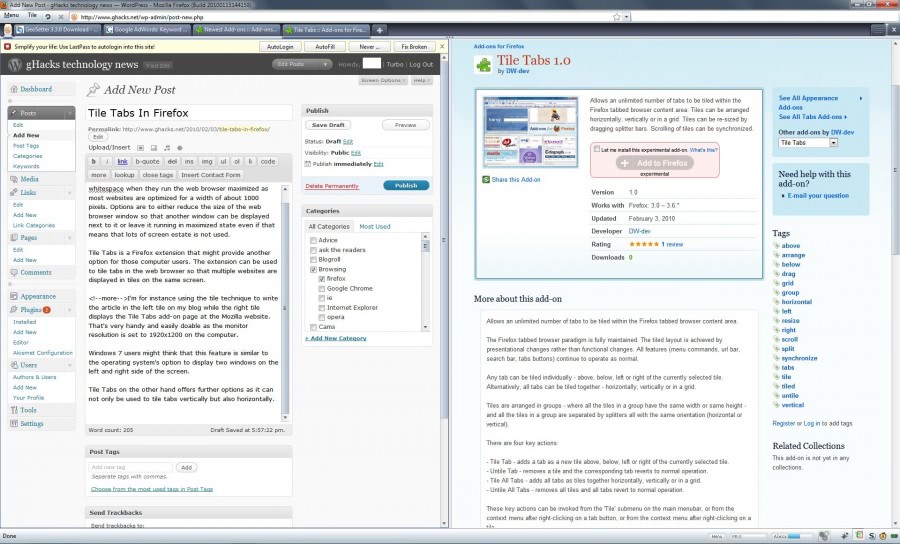 Tile Tabs In Firefox - gHacks Tech News