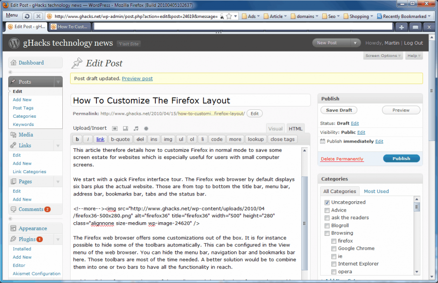 How To Customize The Firefox Layout - gHacks Tech News