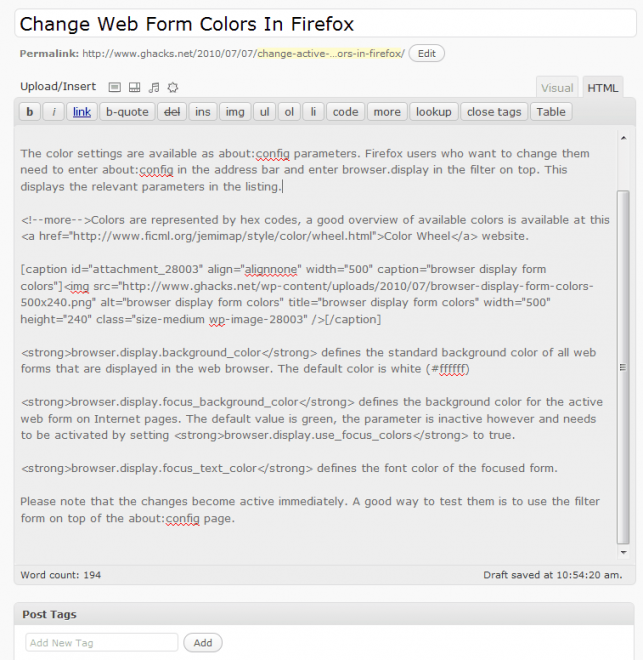 Change Web Form Colors In Firefox - gHacks Tech News
