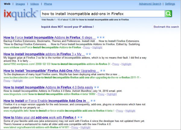 Google Search Alternative IxQuick - gHacks Tech News