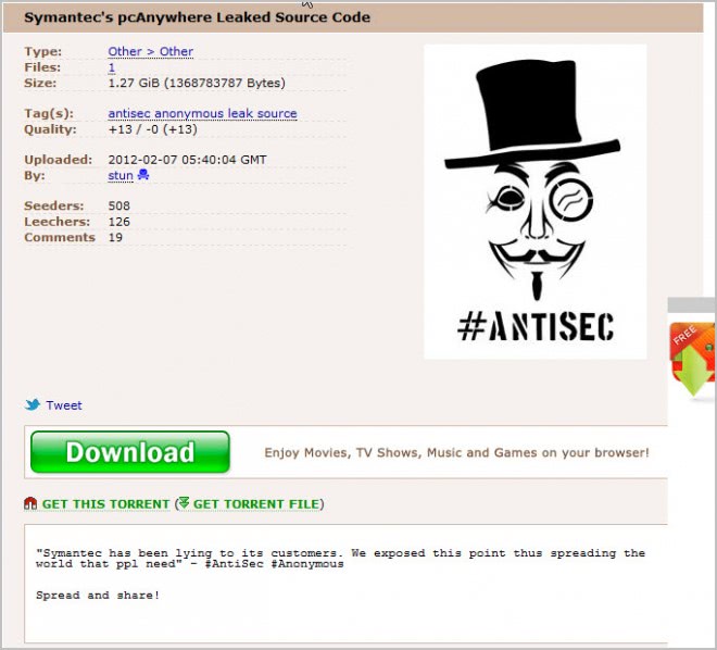 Symantec's pcAnywhere Source Code Published - gHacks Tech News