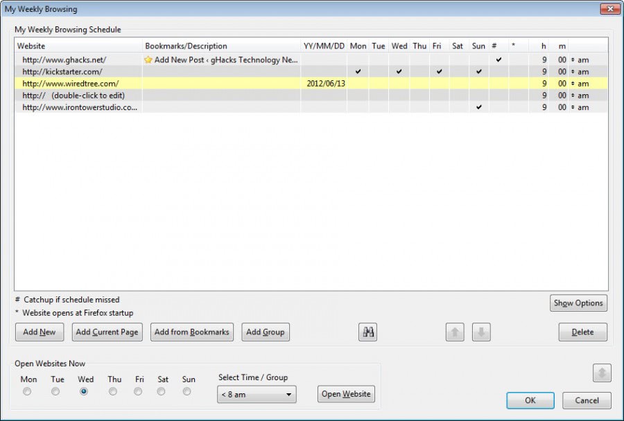 Schedule Websites To Open Automatically In Firefox - gHacks Tech News Schedule Websites To Open Automatically In Firefox - gHacks Tech News