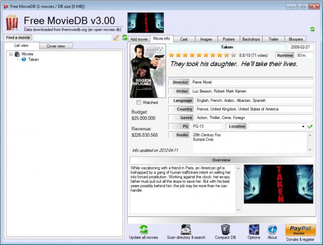 Movie Management Software Free MovieDB 3.00 Released - gHacks Tech News
