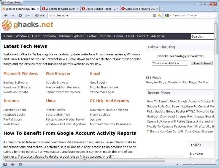 Opera 12 Beta Released, Preview Upcoming Features - gHacks Tech News
