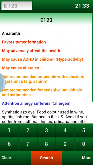 E-Codes Free: Food Additives dictionary for Android - gHacks Tech News