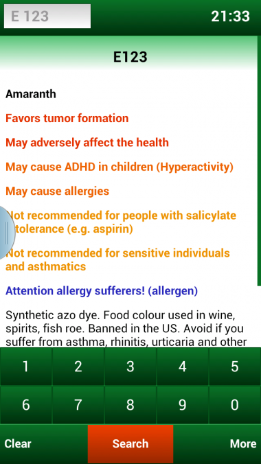 E-Codes Free: Food Additives dictionary for Android - gHacks Tech News
