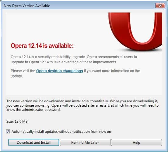 Opera preparing version 12.14 crash fixes Update:released - gHacks Tech ...