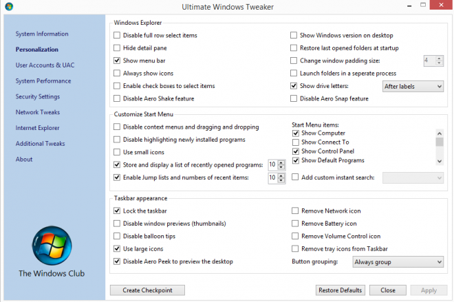 Ultimate Windows Tweaker for Windows 8 lets you customize the operating ...