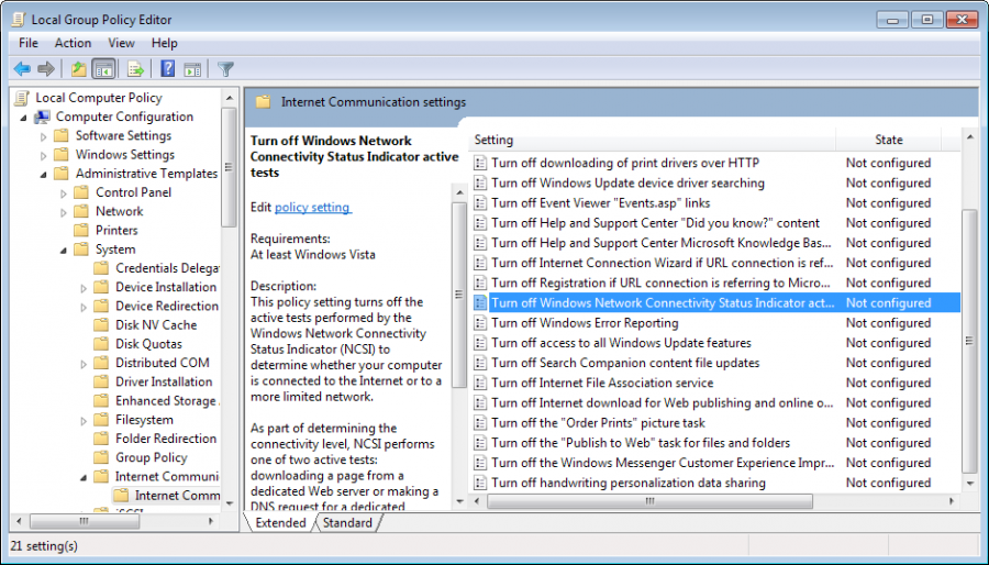 Disable or customize Windows' Internet Connection test to improve ...