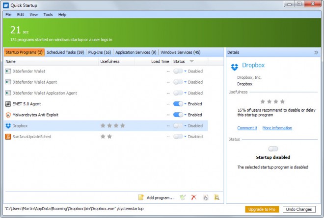 Manage autostart entries with Quick Startup - gHacks Tech News