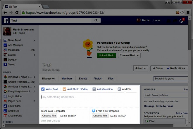 How to share files with Facebook friends directly - gHacks Tech News