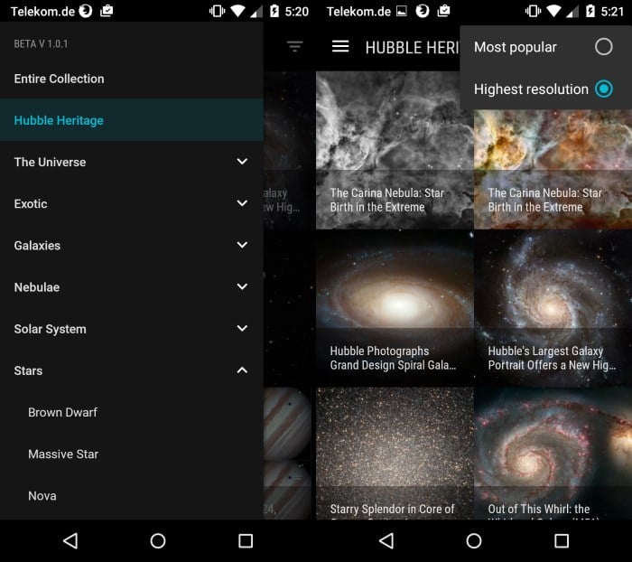 Explore Hubble missions with Hubble Gallery for Android - gHacks Tech News