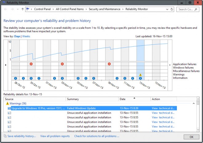 Check problematic events with the Windows Reliability Monitor - gHacks ...