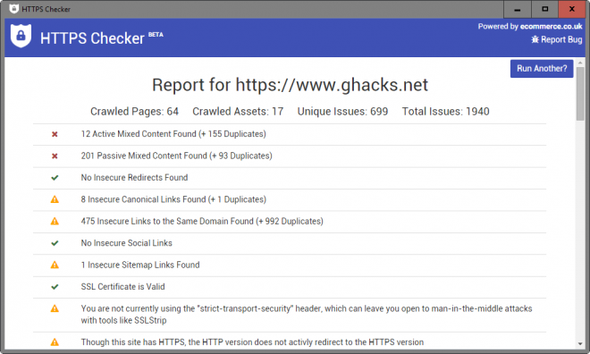HTTPS Checker: scan your web page for HTTPS issues - gHacks Tech News