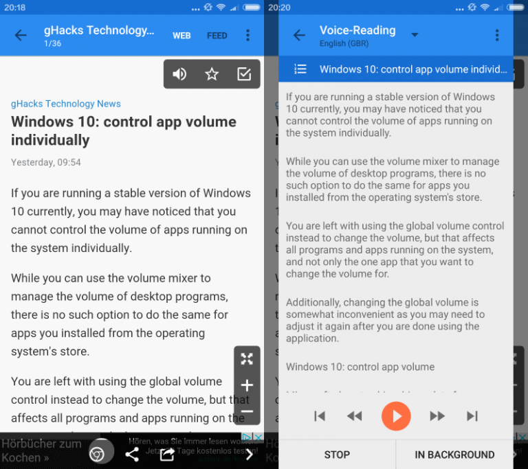gReader Review (Android Feed Reader) - gHacks Tech News