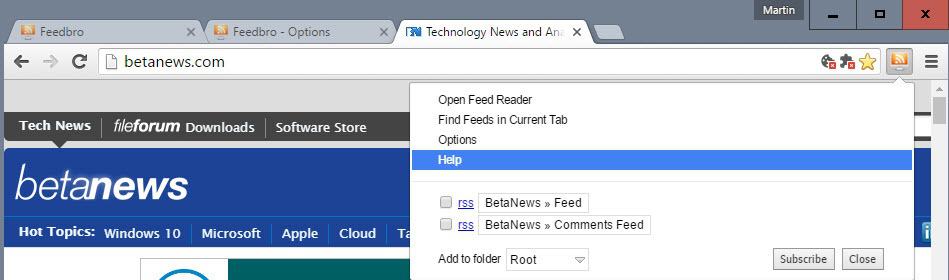 Feedbro: local feed reader for Google Chrome - gHacks Tech News