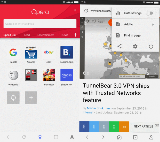 Opera for Android redesigned - gHacks Tech News