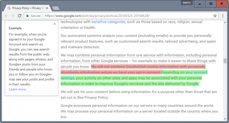 Google intensifies tracking: check your private settings - gHacks Tech News