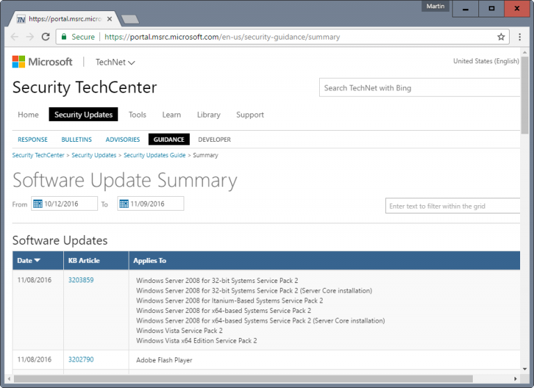 Microsoft to retire Security Bulletins in January 2017 - gHacks Tech News