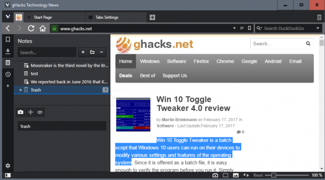 Vivaldi 1.8: better audio management, drag and drop notes - gHacks Tech ...