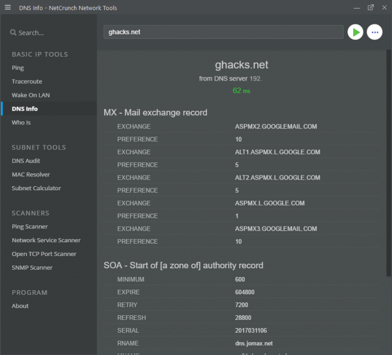 NetCrunch Network Tools for Windows - gHacks Tech News