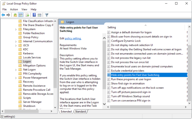 How to disable Fast User Switching on Windows - gHacks Tech News
