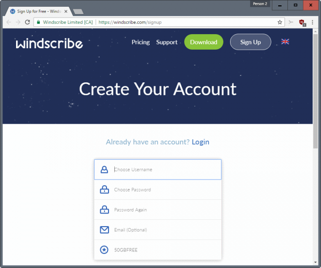 Windscribe voucher: free VPN with 50GB traffic included - gHacks Tech News