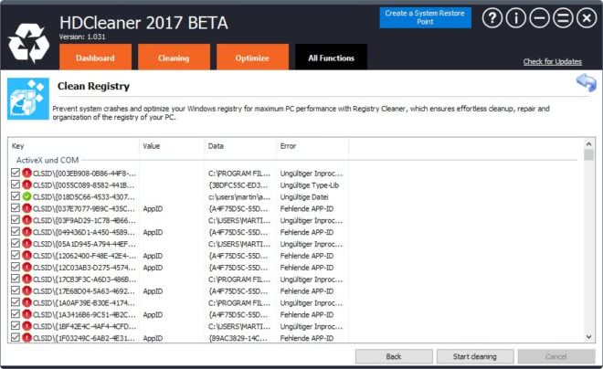 HDCleaner: system cleaner and optimizer for Windows - gHacks Tech News