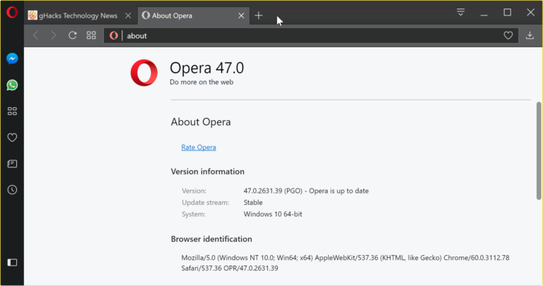Opera 47 Stable improves usability - gHacks Tech News