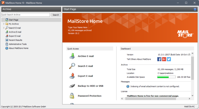 Mail backup software MailStore Home 10.2 released - gHacks Tech News
