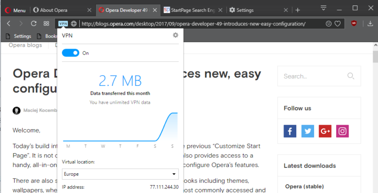 Changes to Opera's VPN service - gHacks Tech News