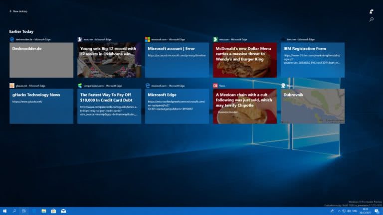 A close look at the Windows 10 Timeline feature - gHacks Tech News
