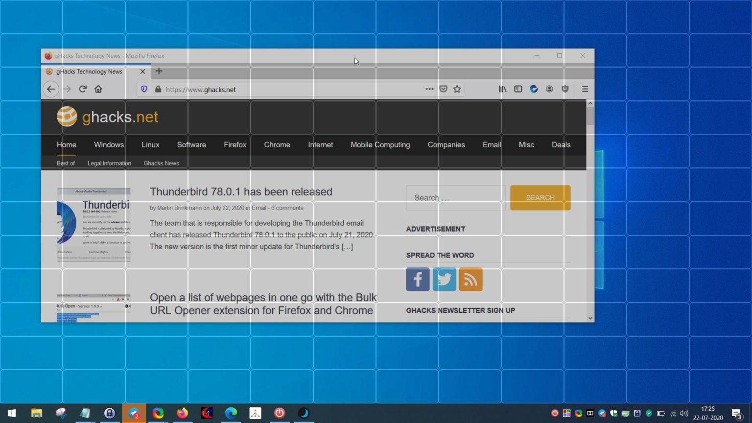 Resize and position windows quickly with ScreenGridy - gHacks Tech News