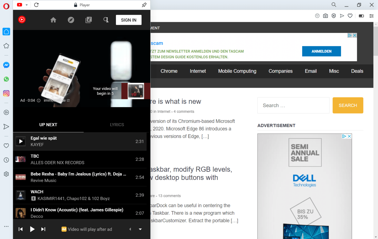 Opera adds sidebar Music Playback to Opera Browser for Spotify, Youtube ...