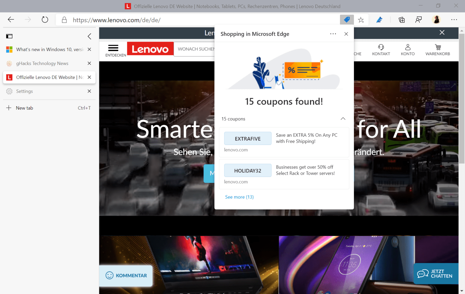 Microsoft Edge's newest feature? Shopping in Microsoft Edge - gHacks ...