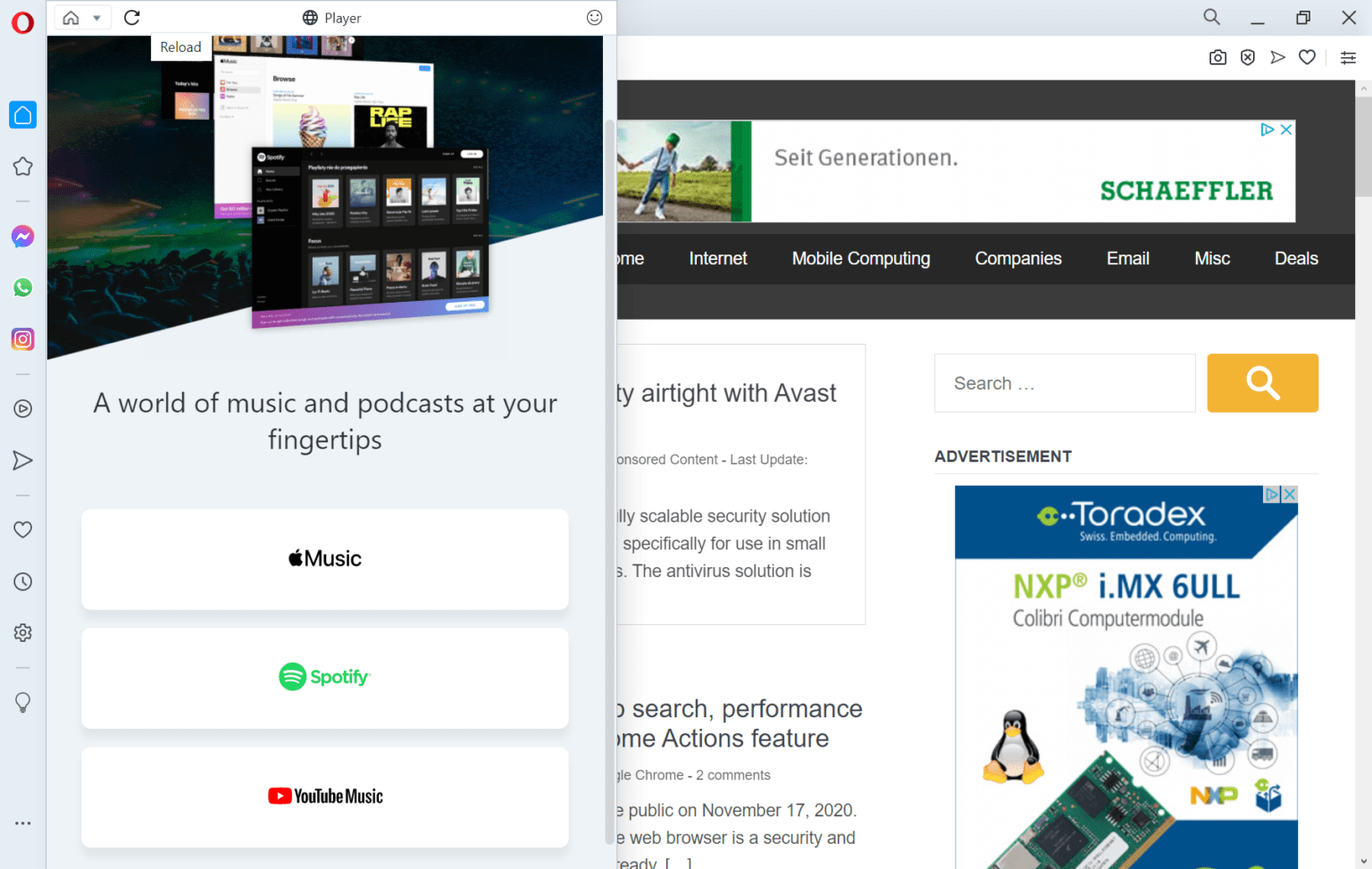 Opera browser gets Spotify, Apple Music and YouTube Music support ...