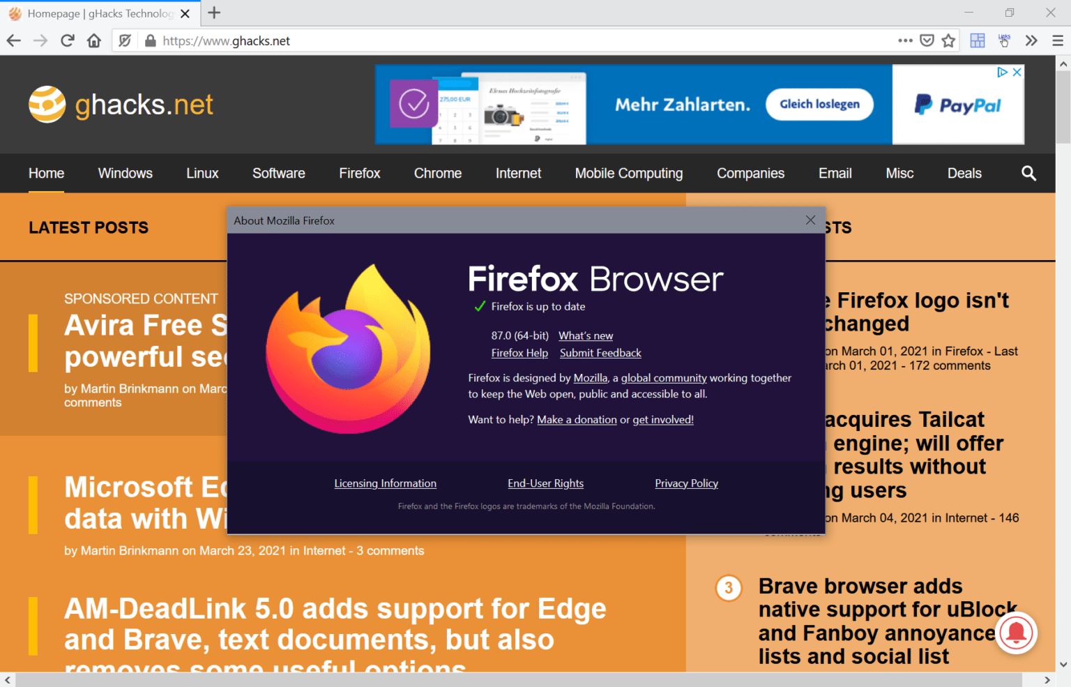 Here is what is new and changed in Firefox 87.0 - gHacks Tech News