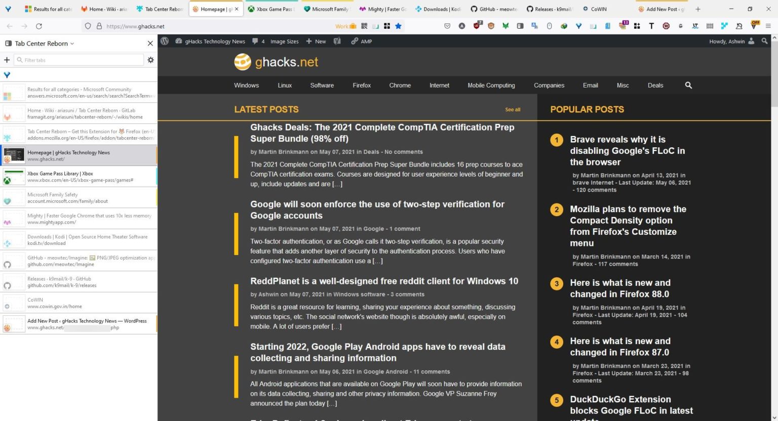 Manage your Firefox tabs, unload them from memory, with the Tab Center ...