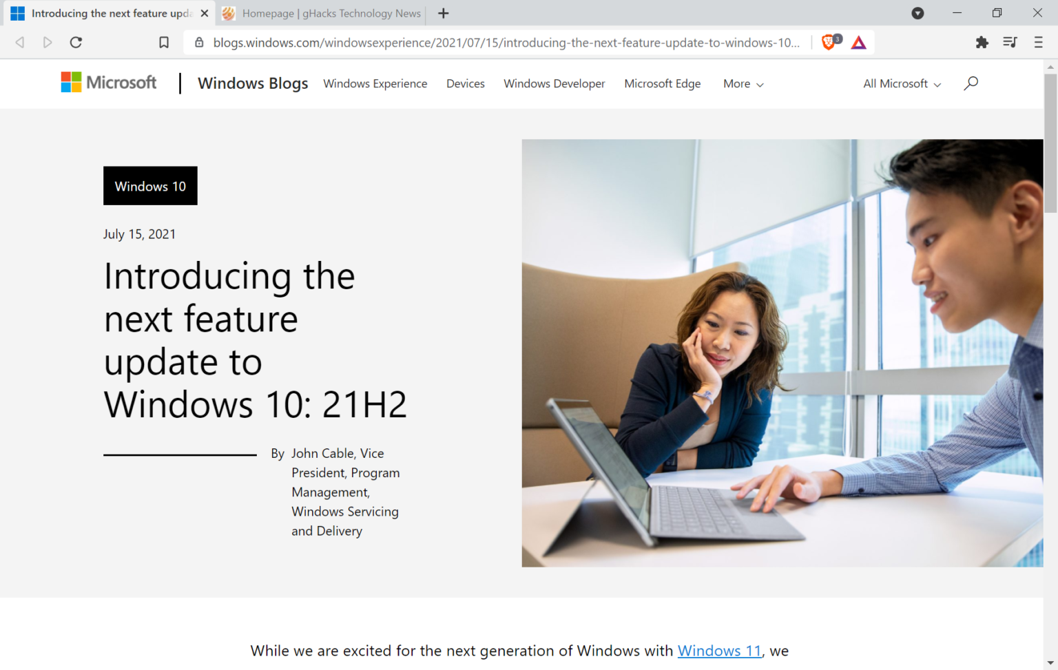 Microsoft makes it official: Windows 10 version 21H2 announced - gHacks ...