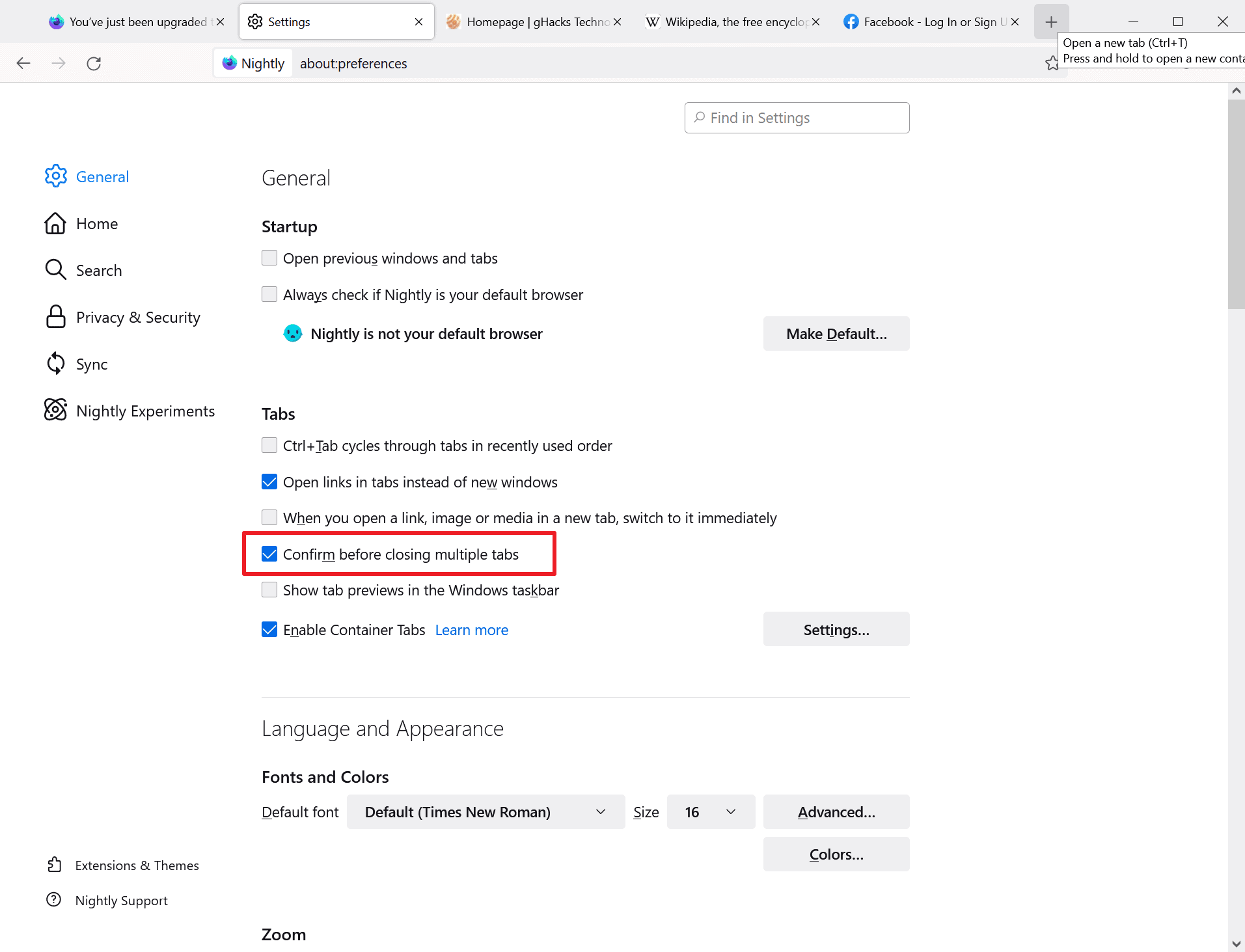Firefox won't prompt anymore when you are closing multiple tabs, but ... Firefox won't prompt anymore when you are closing multiple tabs, but ...