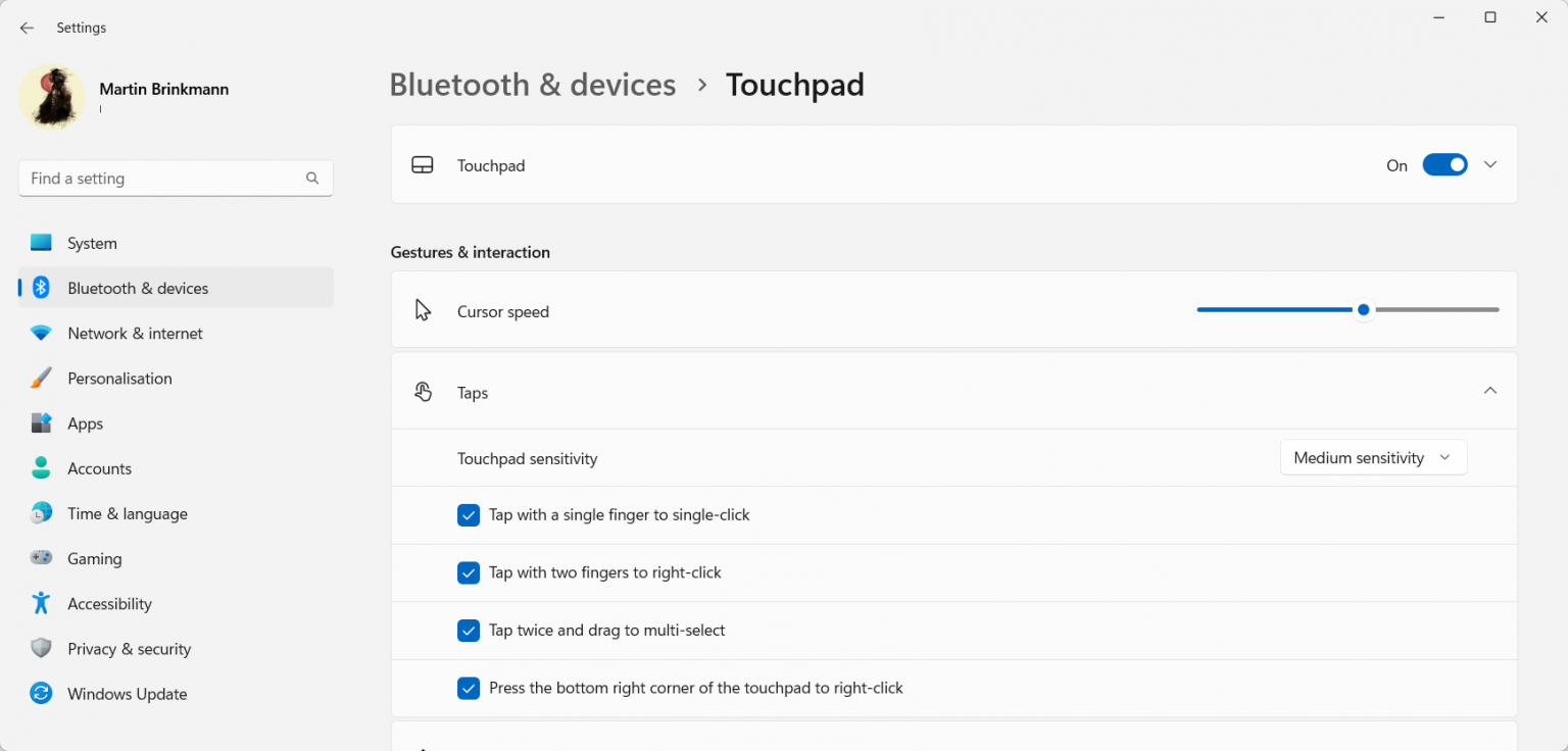 How to customize the touchpad on Windows 11 - gHacks Tech News