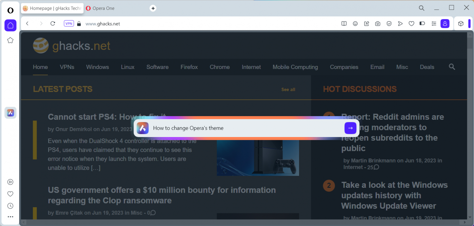 Opera launches Opera One, its AI-powered web browser - gHacks Tech News