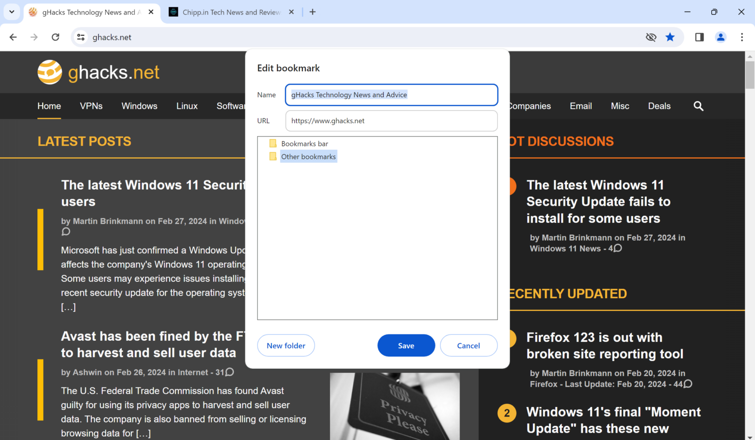 Google changes Chrome's "add bookmarks" flow and users are not happy ...
