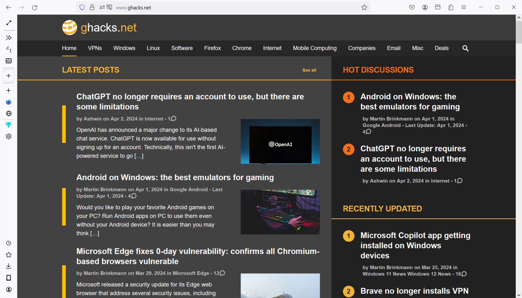 Mozilla released a Firefox Nightly test build with vertical tabs ...