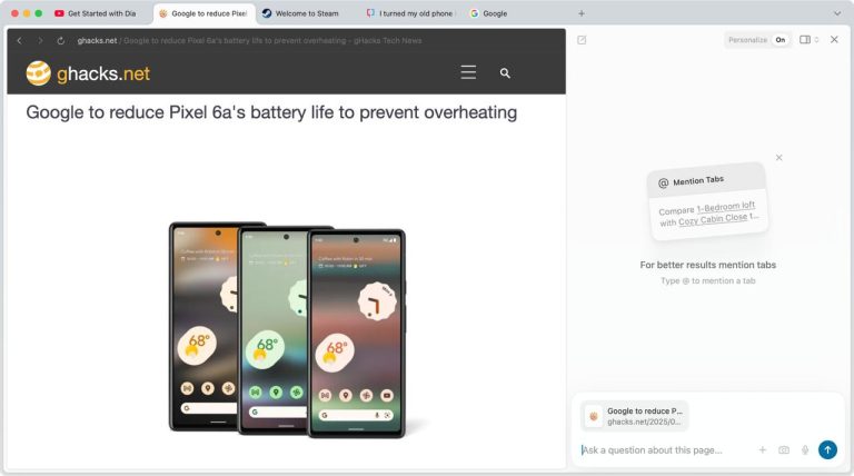 Dia browser beta launched with AI features - gHacks Tech News